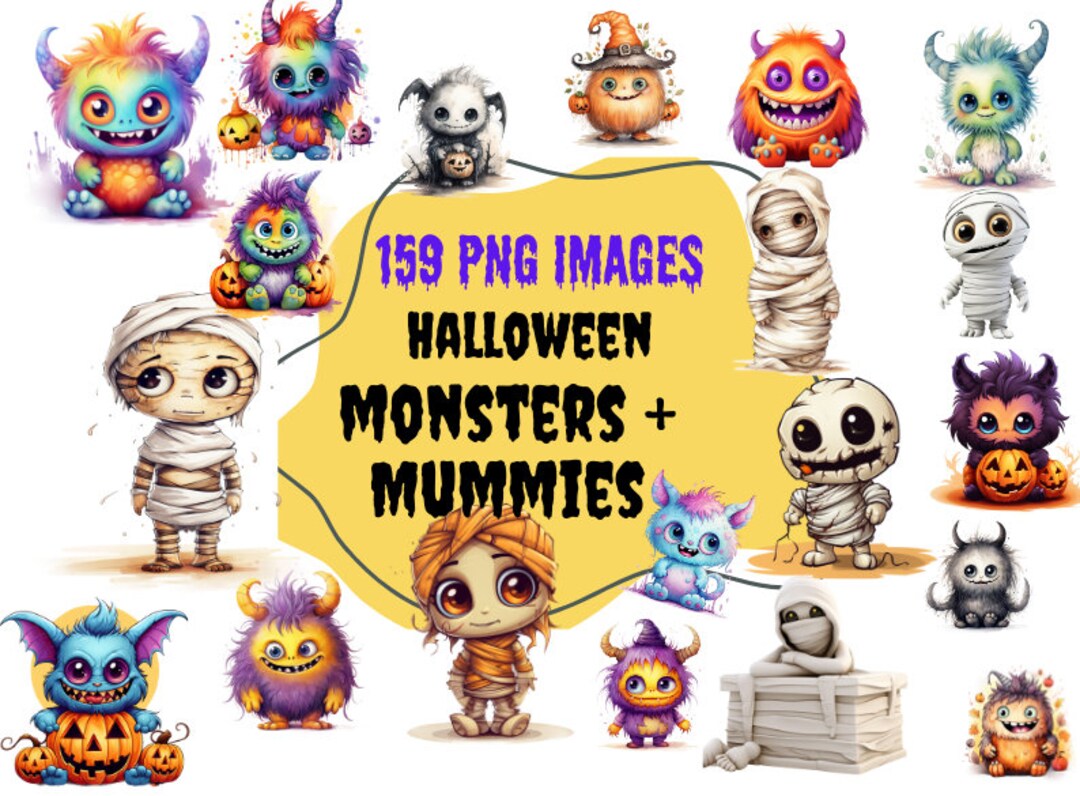 159 Cute Halloween Images - Monsters & Mummies Bundles, High-quality ...