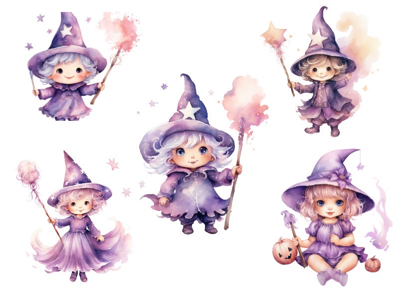 Cute Little Witch Clipart Bundle - 28 High-res 300 DPI Images ...