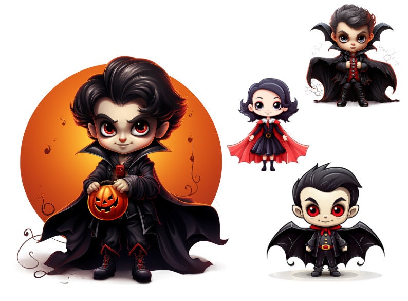 Cute Halloween Vampire Clipart Bundle - 88 High-res 300 DPI Images ...