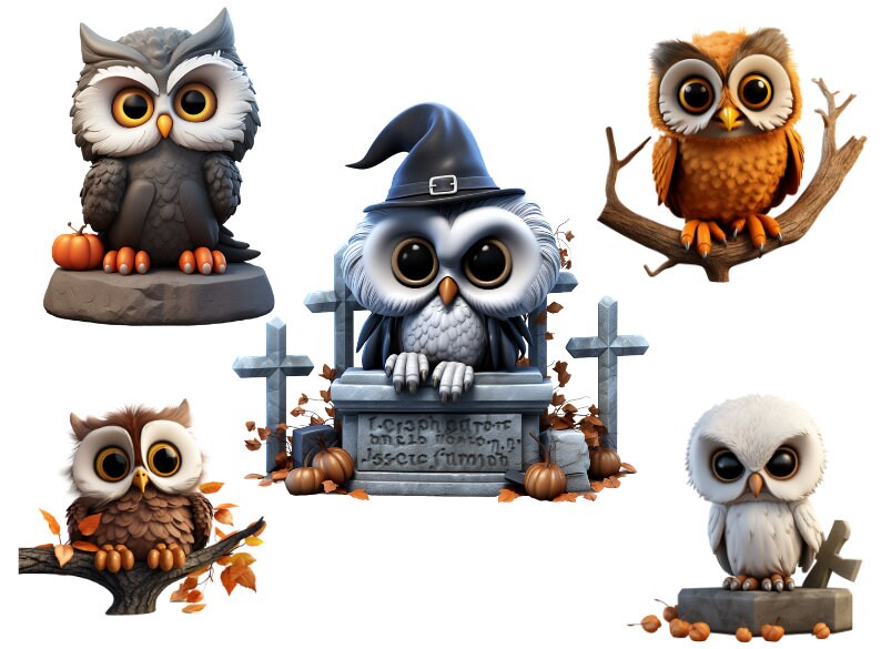 Cute Halloween Owl Clipart Bundle 89 High-res 300 DPI Images - Etsy