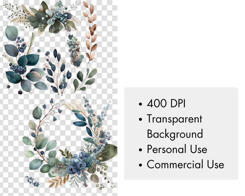 Watercolor Eucalyptus Clipart, Greenery Clipart, Watercolor Floral ...