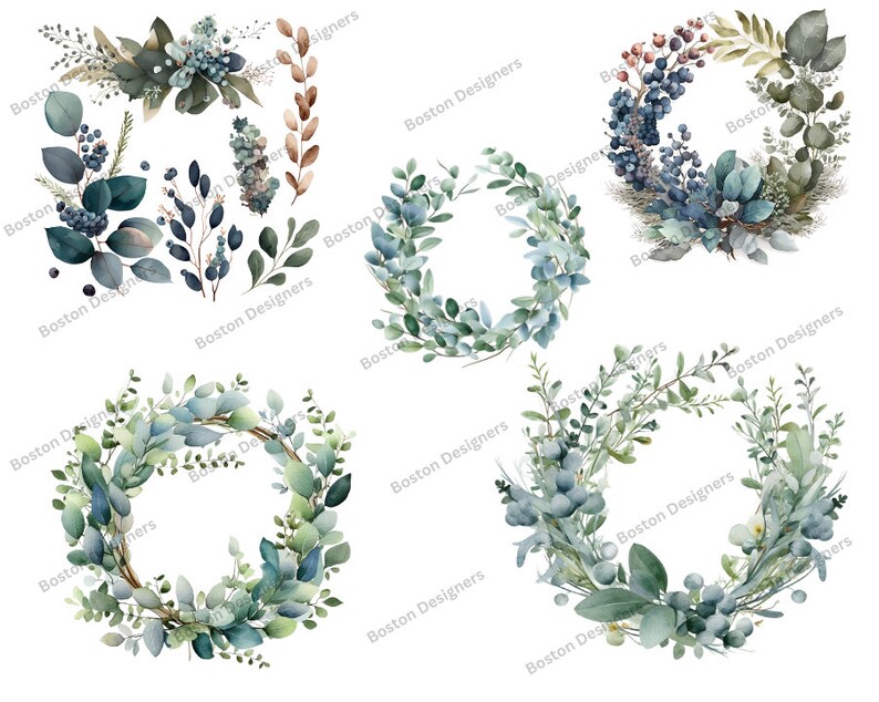 Watercolor Eucalyptus Clipart, Greenery Clipart, Watercolor Floral ...