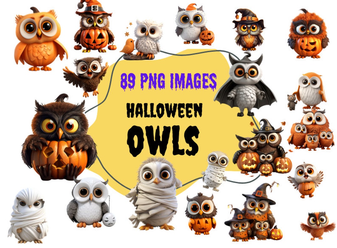 Cute Halloween Owl Clipart Bundle - 89 High-res 300 DPI Images ...