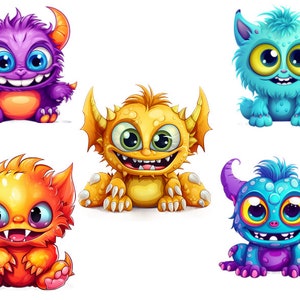 Cute Halloween Monster Clipart Bundle - 88 High-res 300 DPI Images ...