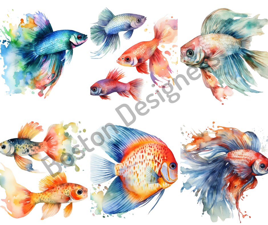 Watercolor Fish Clipart, Tropical Fish Clipart, Coral Reef Fish Clipart ...