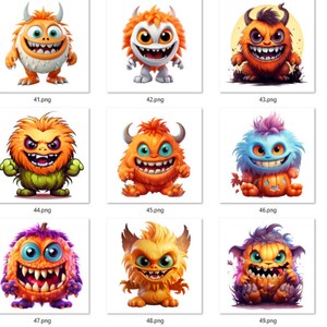 Cute Halloween Monster Clipart Bundle - 88 High-res 300 DPI Images ...