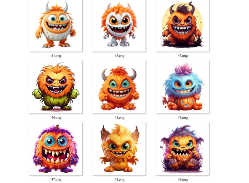 Cute Halloween Monster Clipart Bundle - 88 High-res 300 DPI Images ...