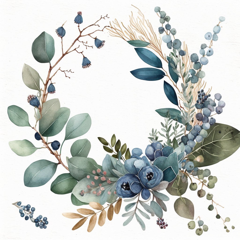 Watercolor Eucalyptus Clipart, Greenery Clipart, Watercolor Floral ...