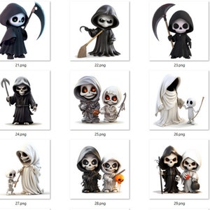 Cute Halloween Grim Reaper Clipart Bundle - 67 High-res 300 DPI Images ...