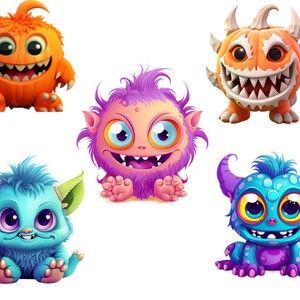 Cute Halloween Monster Clipart Bundle - 88 High-res 300 DPI Images ...