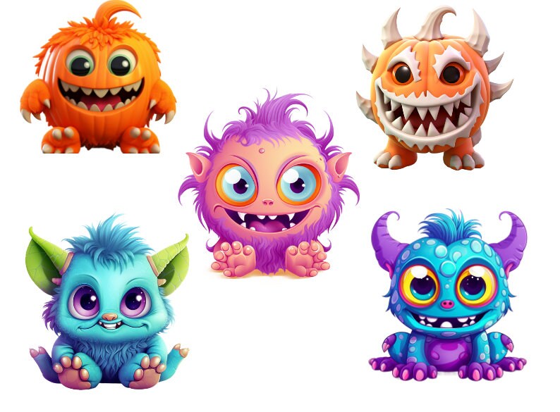 Cute Halloween Monster Clipart Bundle - 88 High-res 300 DPI Images ...