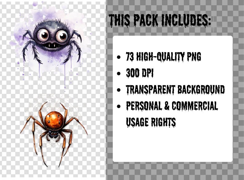 Cute Halloween Spider Clipart Bundle - 73 High-res 300 DPI Images ...