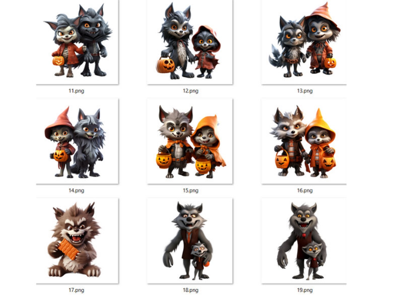 Cute Halloween Werewolf Clipart Bundle - 88 High-res 300 DPI Images ...