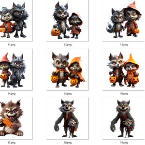 Cute Halloween Werewolf Clipart Bundle - 88 High-res 300 DPI Images ...