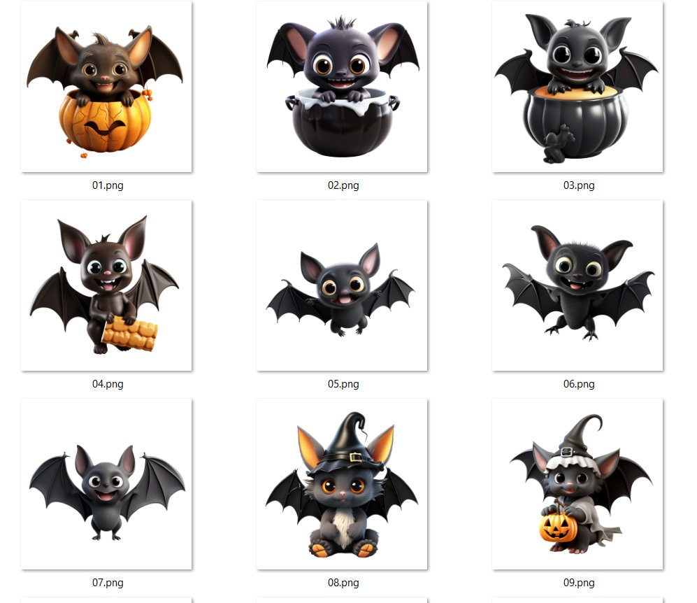 Cute Halloween Bat Clipart Bundle 60 High-res 300 DPI Images Spooky ...