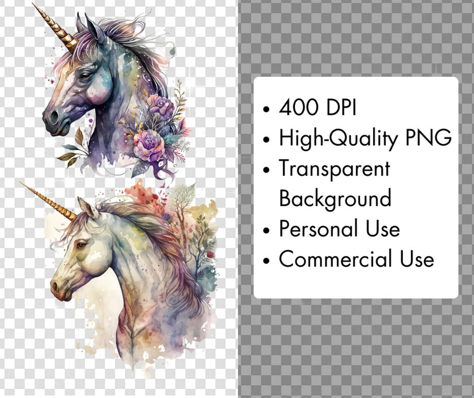 Rainbow Unicorns Digital Clipart | 35 Watercolor PNG Images ...