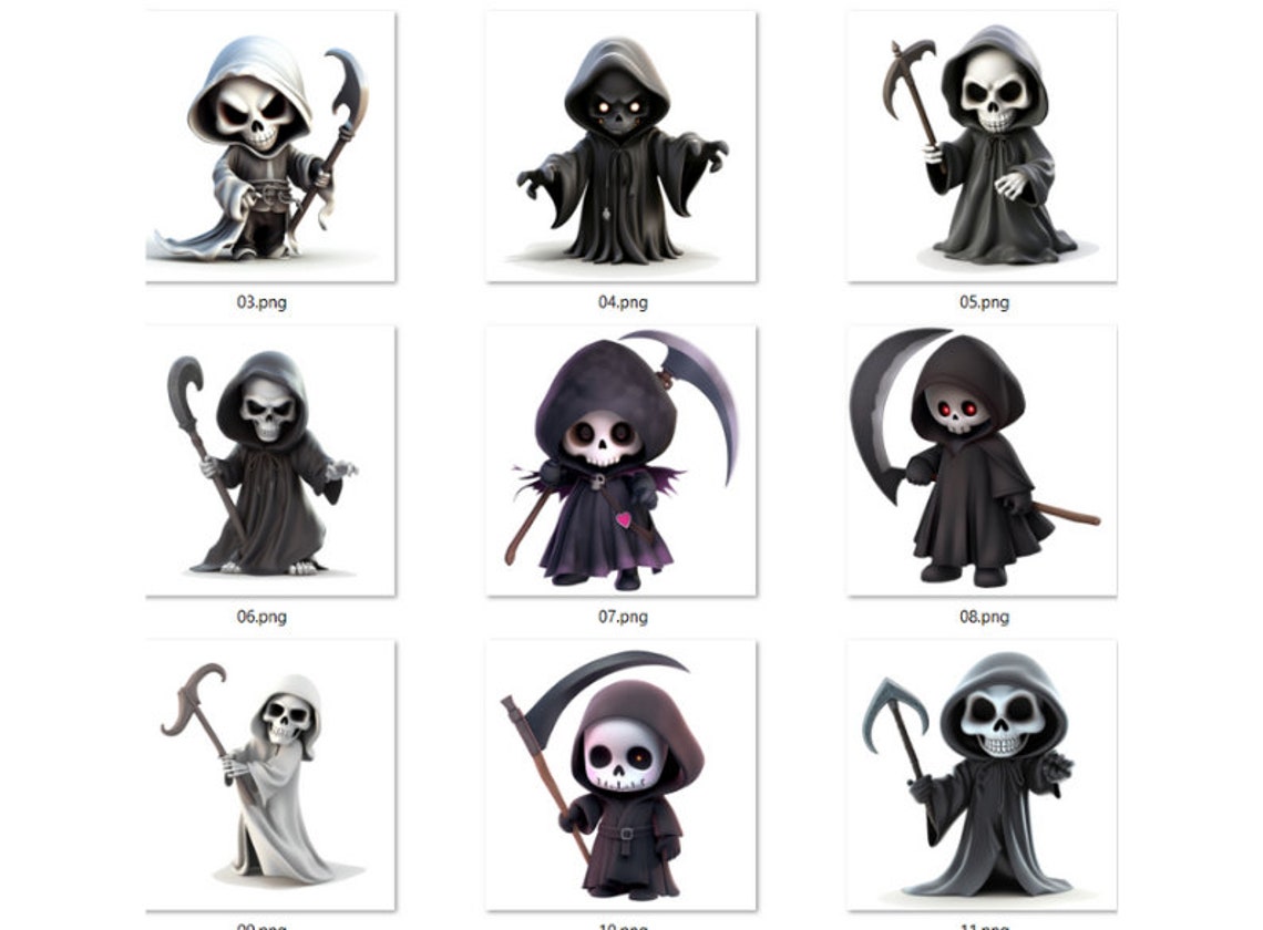 Cute Halloween Grim Reaper Clipart Bundle 67 High-res 300 - Etsy