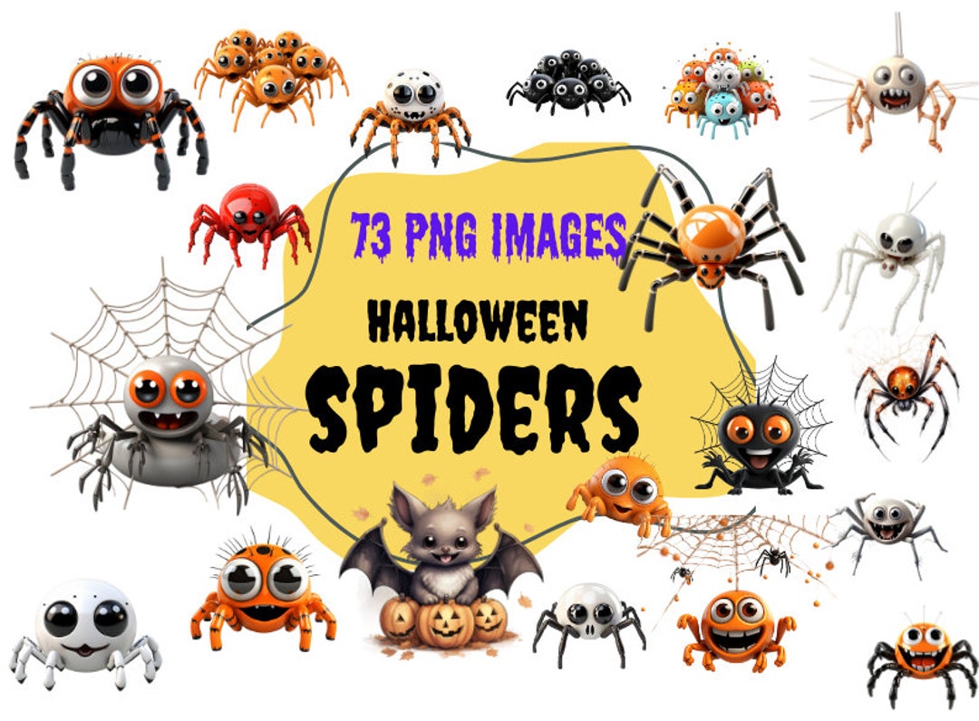 Cute Halloween Spider Clipart Bundle - 73 High-res 300 DPI Images ...