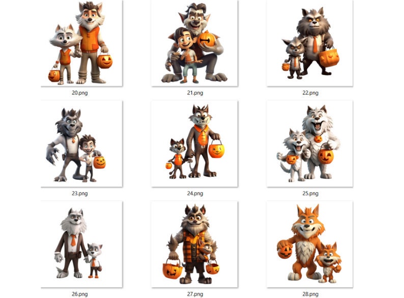 Cute Halloween Werewolf Clipart Bundle - 88 High-res 300 DPI Images ...