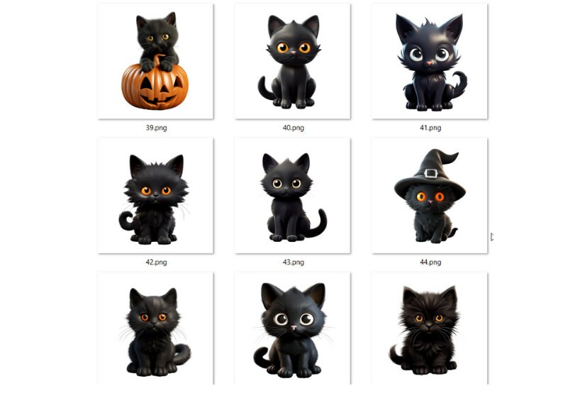 125 Cute Halloween Bats & Black Cats Clipart - Watercolor Pngs - Spooky ...