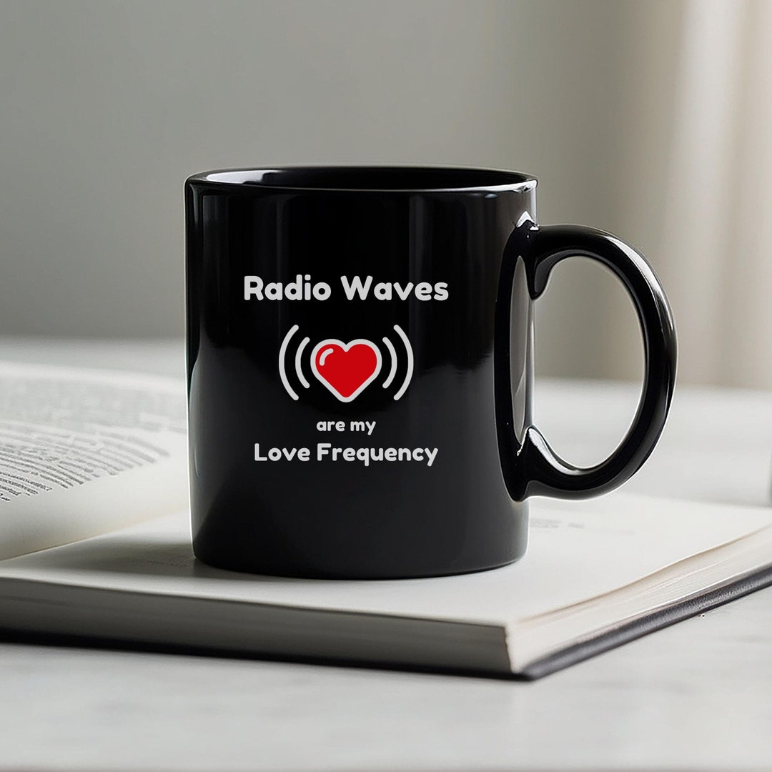 Ham Radio Mug, Ham Radio Red Heart Mug, Ham Radio Gift Ideas, Black Mug ...