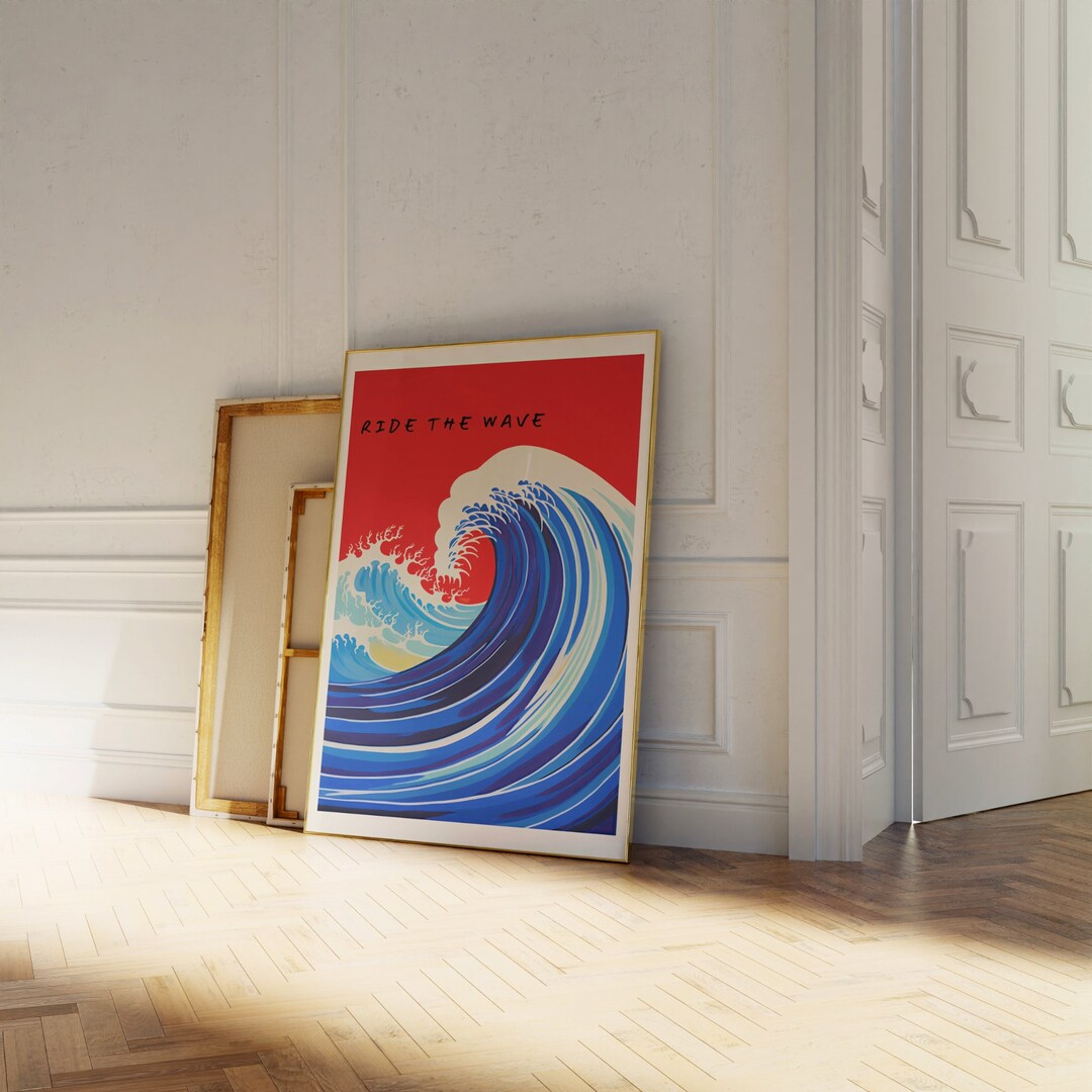 Ride the Wave Bright Vibrant Art Poster Digital Download Abstract Home ...