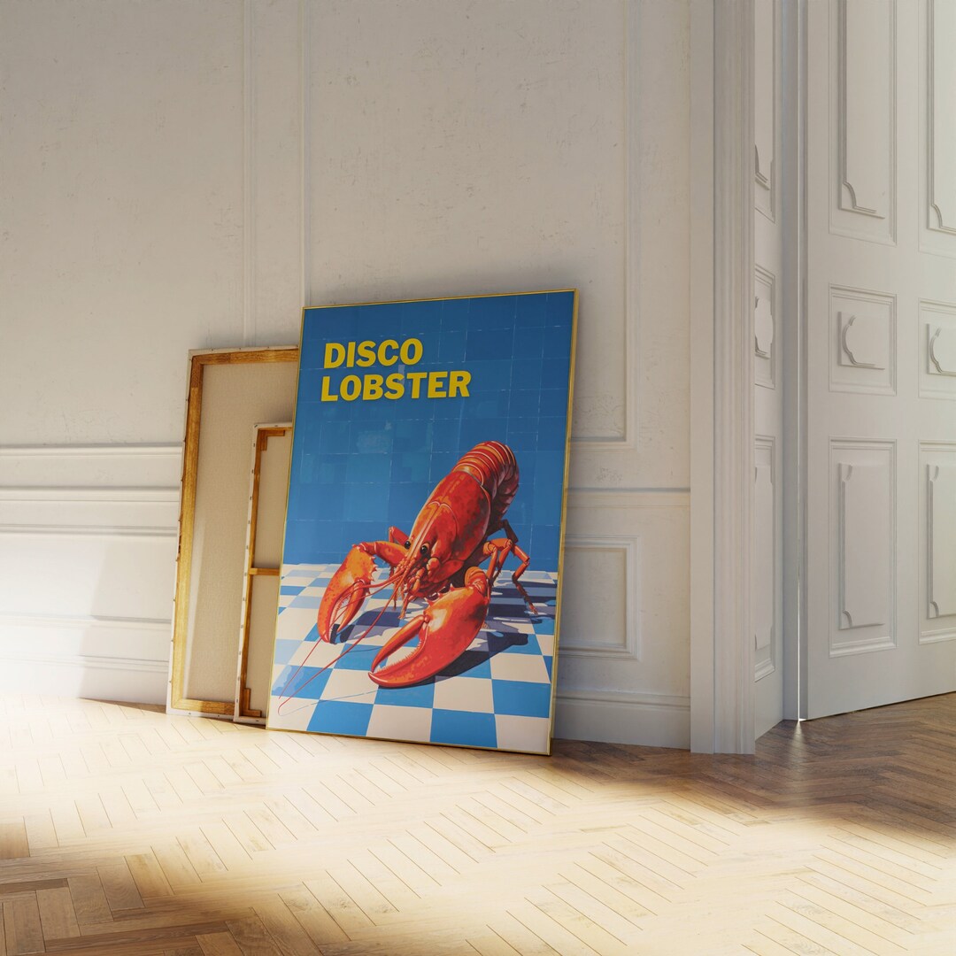 Blue Disco Lobster Bright and Vibrant Art Print Digital Download Funny ...