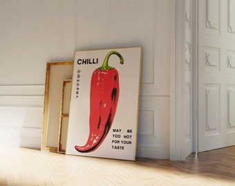 Chilli Print Kitchen I'm Hot Wall Art Print Trendy Retro - Etsy