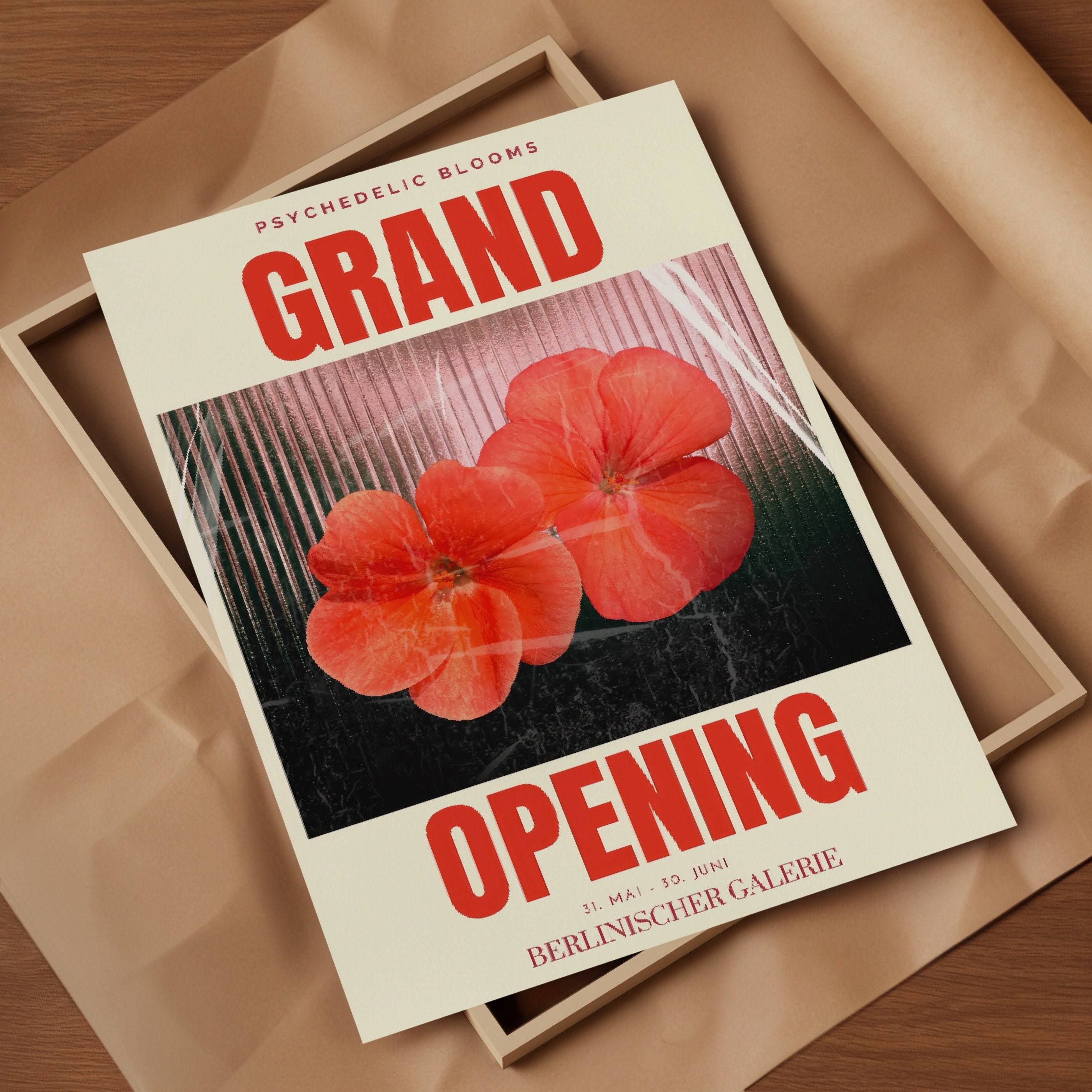 Vibrant Red Grand Opening Floral Gallery Art Poster Printable Print ...