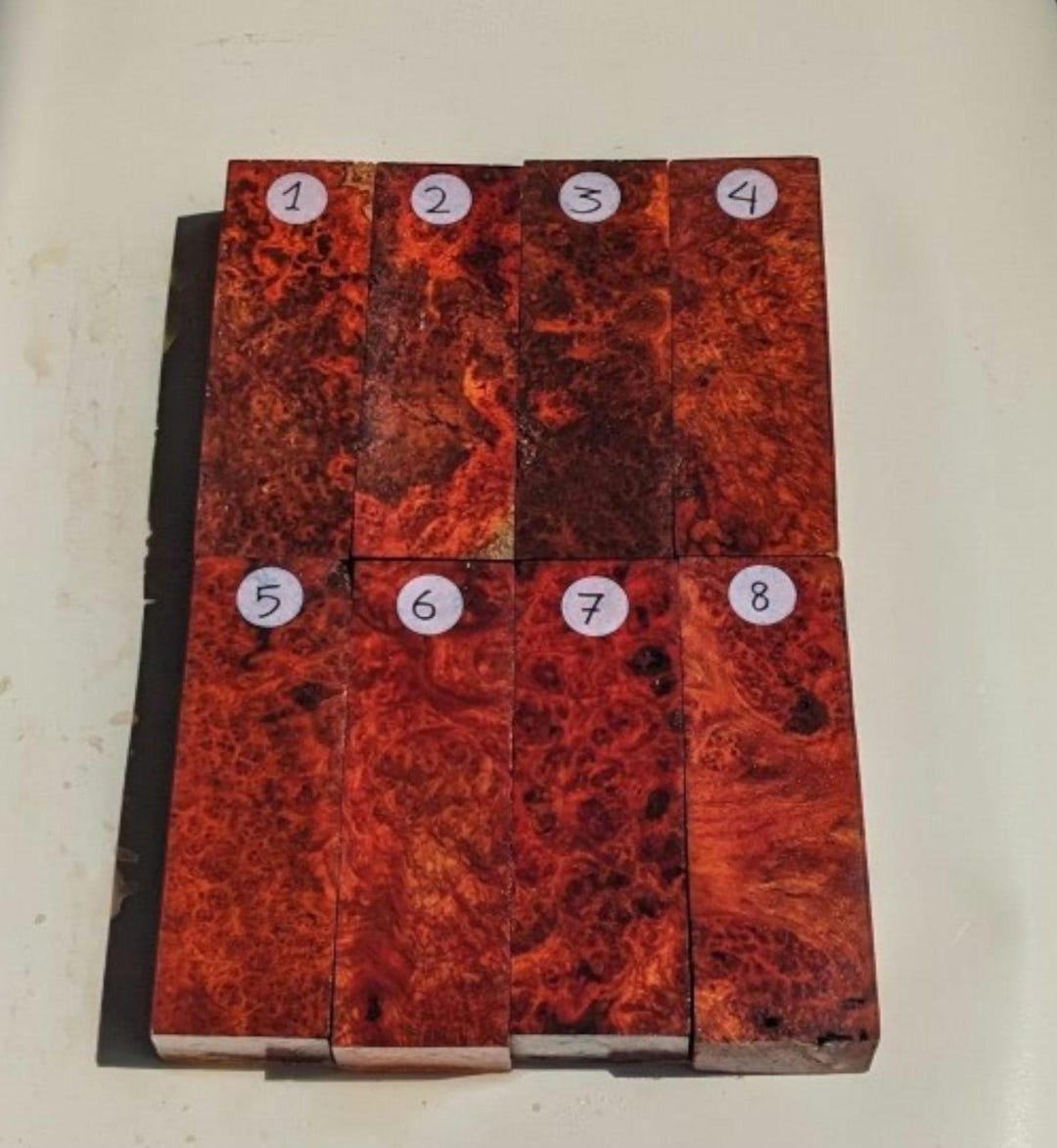 Red Amboyna Burl Wood Block | Premium Narra Wood Blank | Exotic Padauk ...