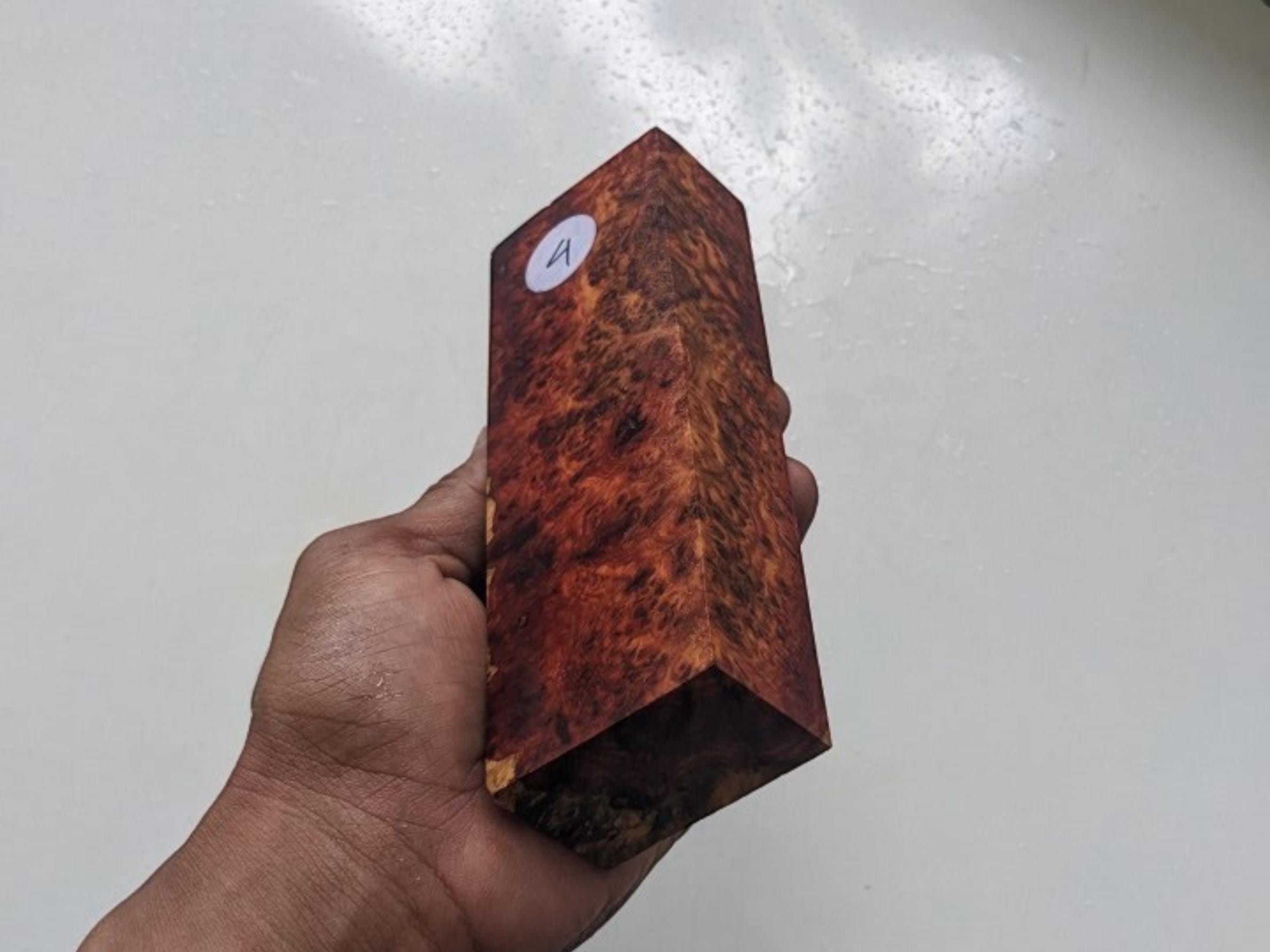Red Amboyna Burl Wood Block Premium Narra Wood Blank Exotic Padauk Burl ...