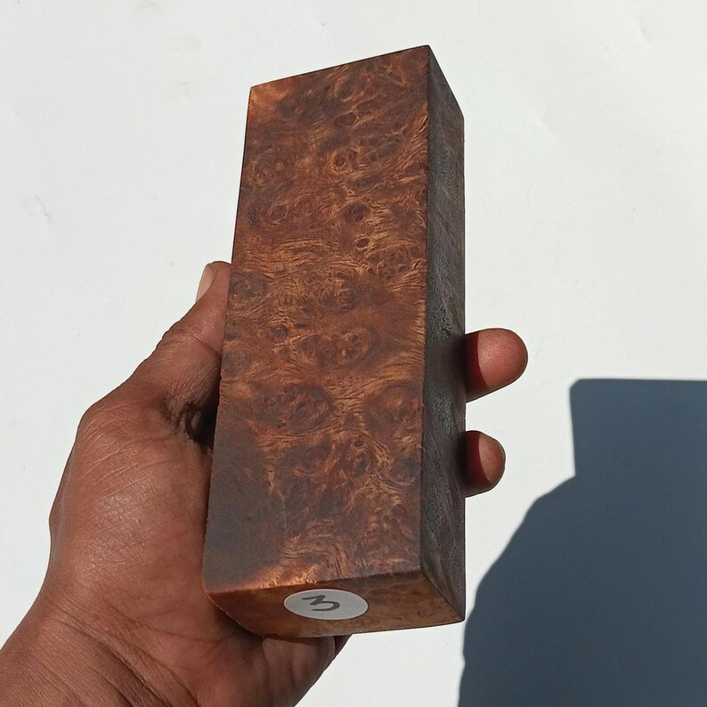 Albizia Burl Wood Block: Exotic Weru Burl for Knife Handles (3x5x15cm ...