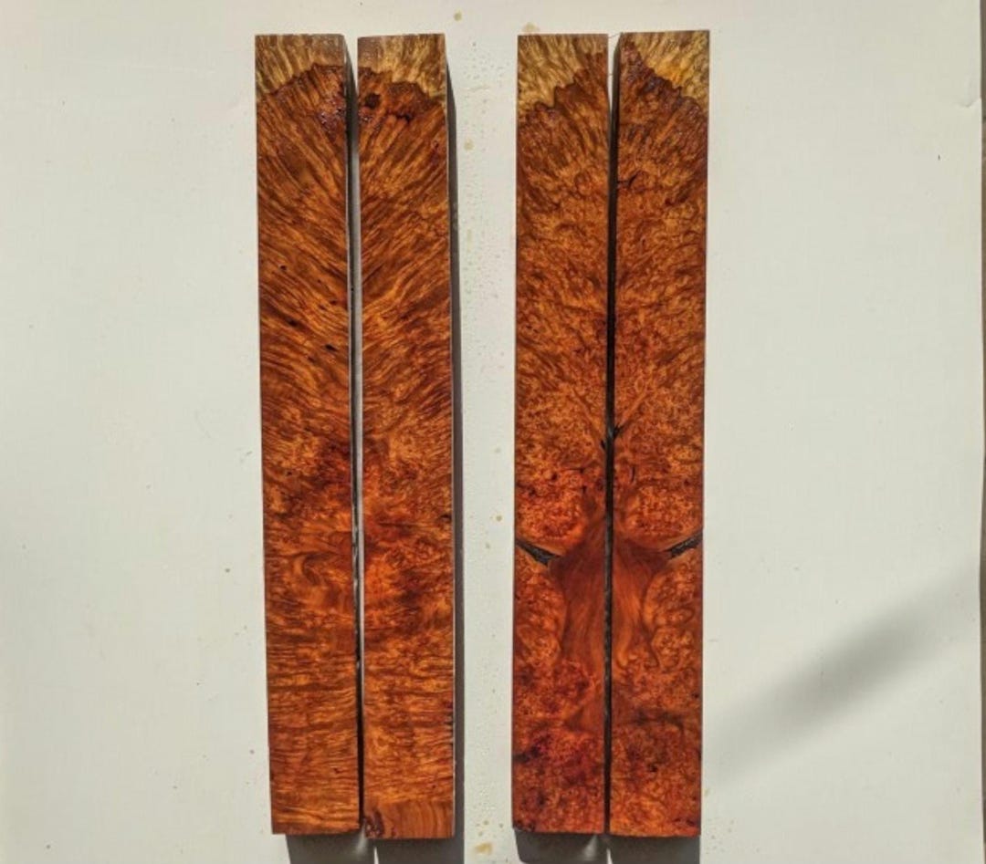 Exotic Red Amboyna Burl Wood Cue Blank Custom Bow Handle Crafting ...