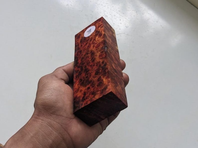 Red Amboyna Burl Wood Block Premium Narra Wood Blank Exotic Padauk Burl ...