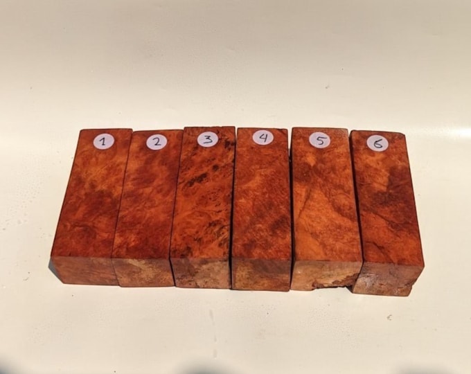 Exotic Aceh Grupel Wood Block, Rare Red Wood, 5x5x15cm - Unique Grain ...