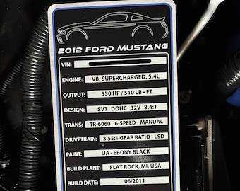 Ford Mustang S550 Custom Aluminum Engine Bay Dress up Plaque Car Show ...
