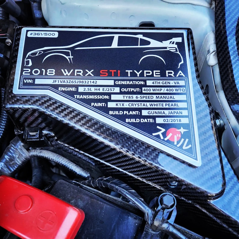 Subaru WRX STI Custom Aluminum Engine Bay Dress up Plaque Car Show 2015 ...