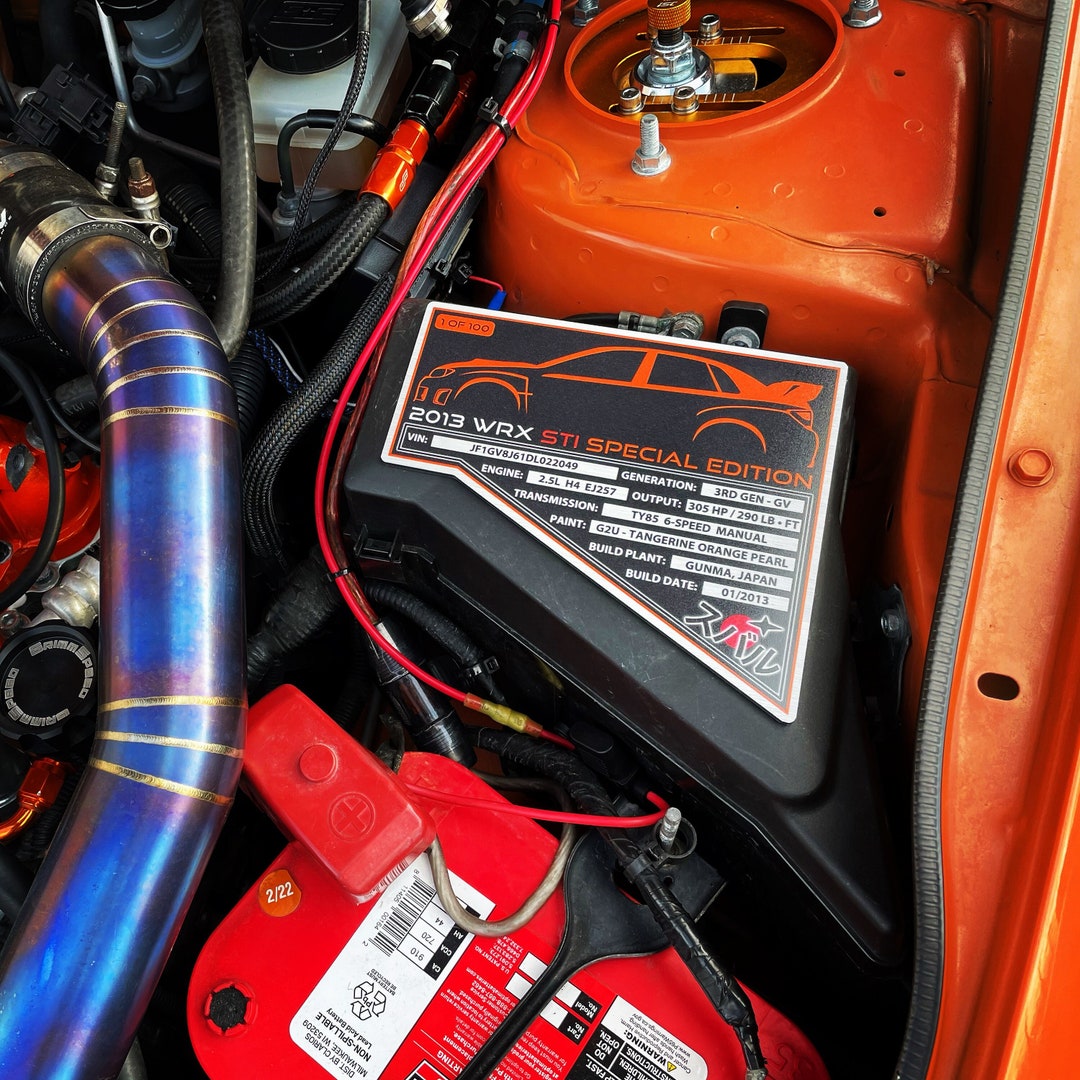 Subaru WRX STI Custom Aluminum Engine Bay Dress up Plaque Car Show 2008 ...