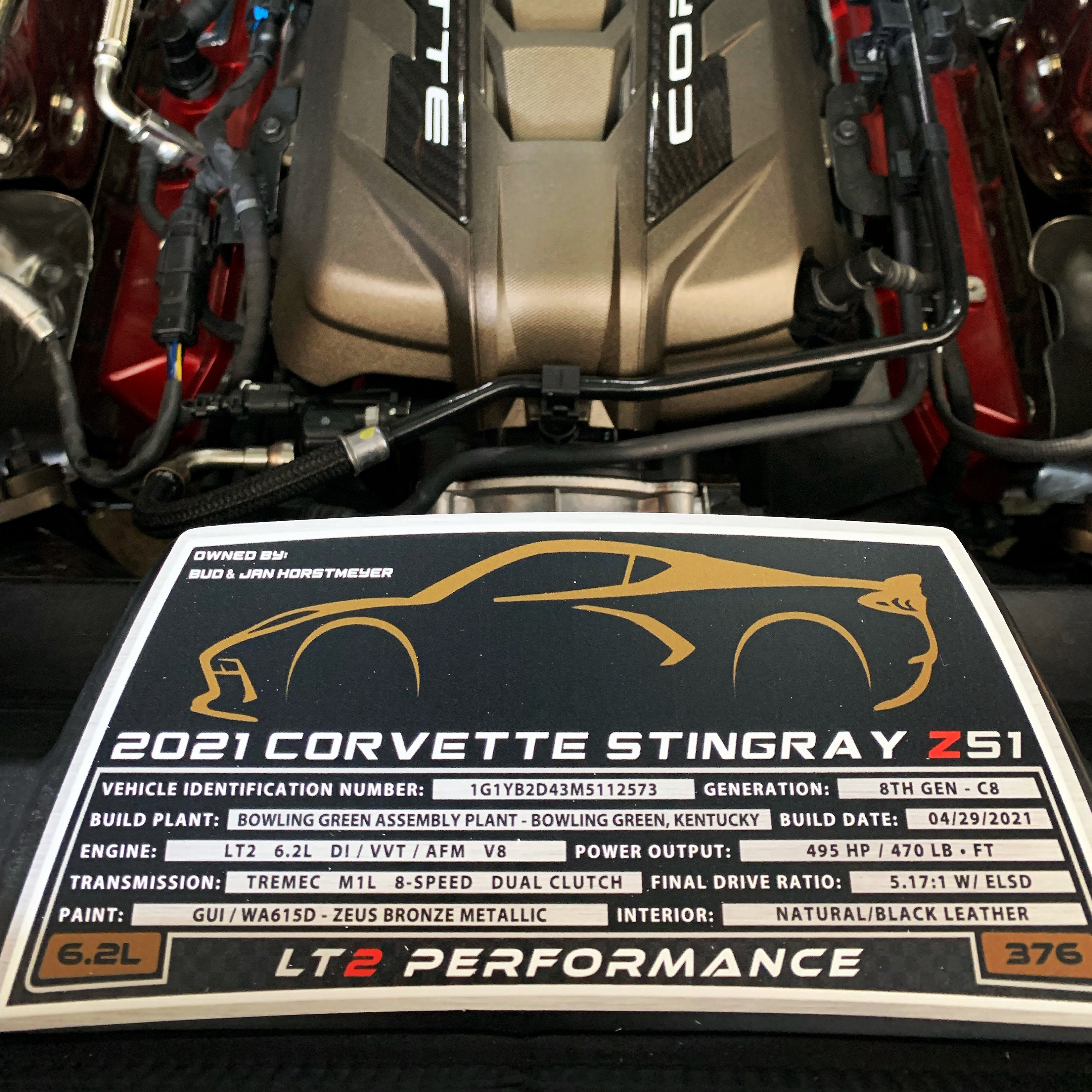 C8 Corvette Custom Aluminum Engine Bay Dress up Plaque Car Show 2020 ...
