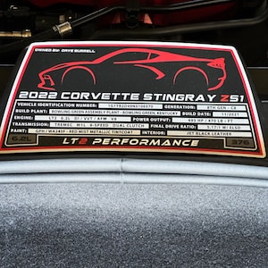 C8 Corvette Custom Aluminum Engine Bay Dress up Plaque Car Show 2020 ...