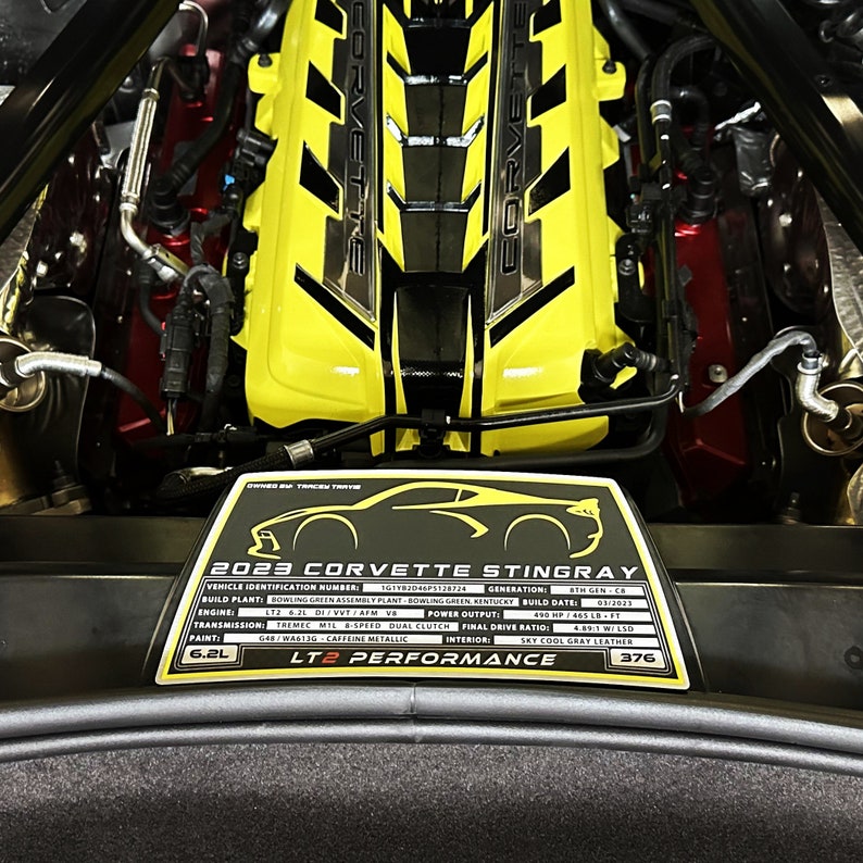 C8 Corvette Custom Aluminum Engine Bay Dress up Plaque Car Show 2020 ...