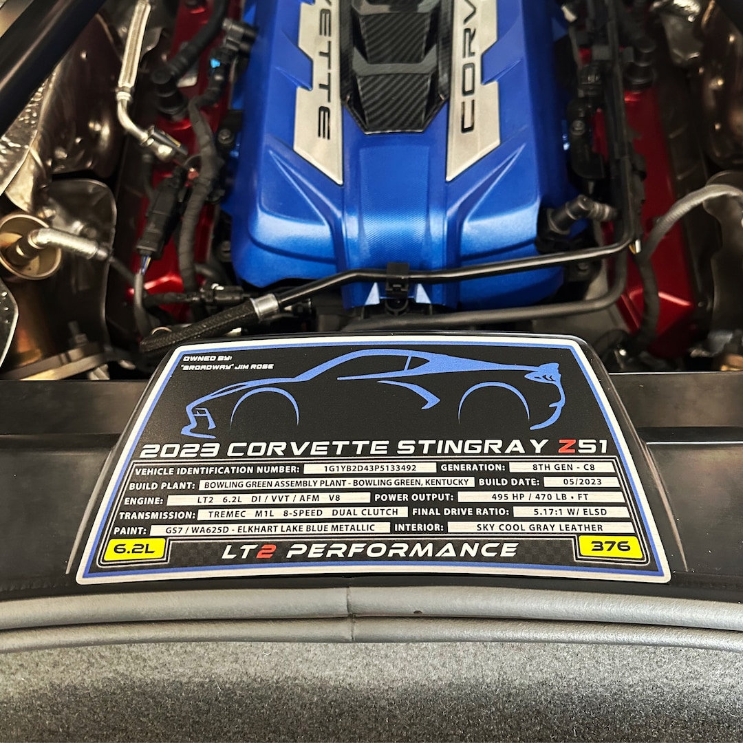 C8 Corvette Custom Aluminum Engine Bay Dress up Plaque Car Show 2020 ...