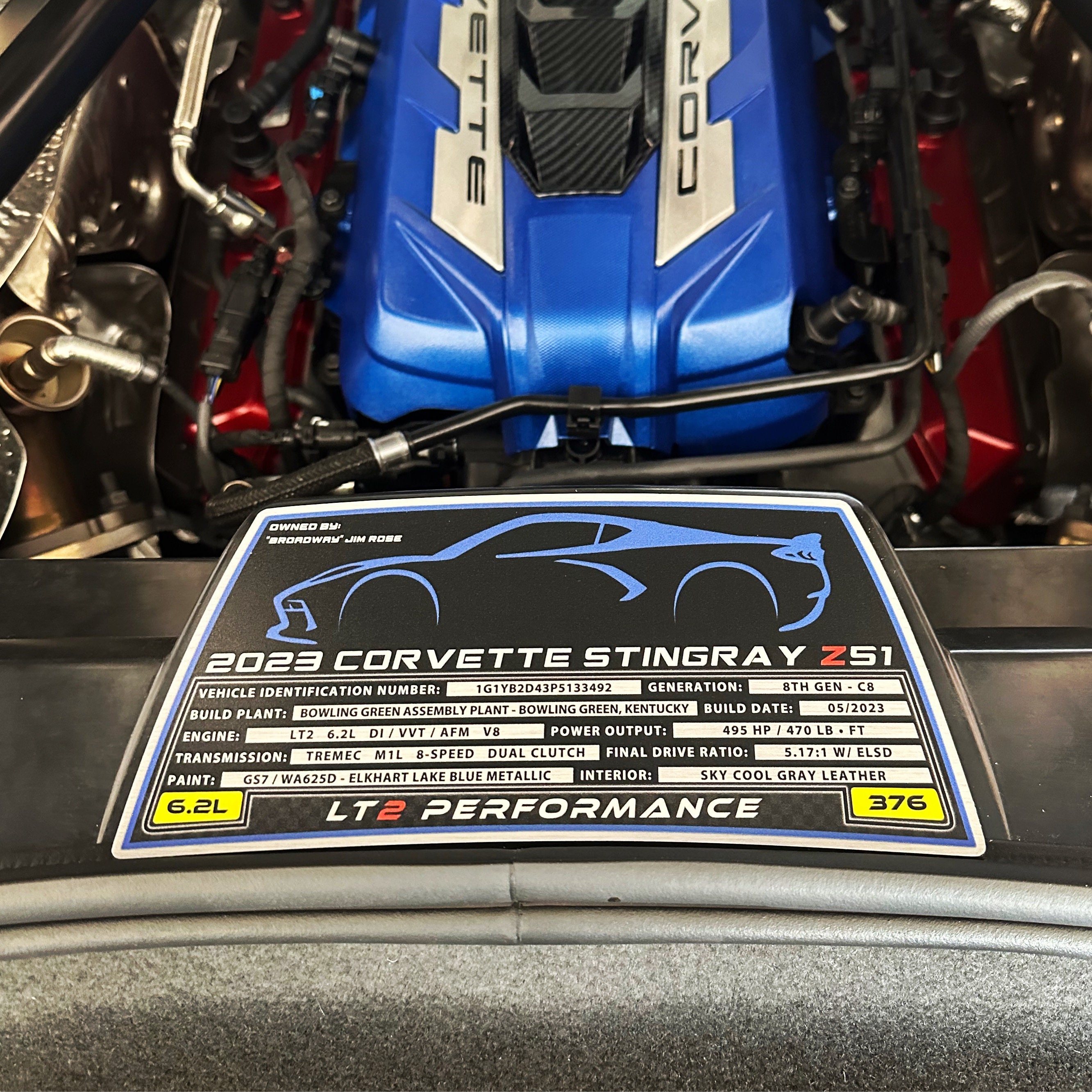 C8 Corvette Custom Aluminum Engine Bay Dress up Plaque Car Show 2020 ...
