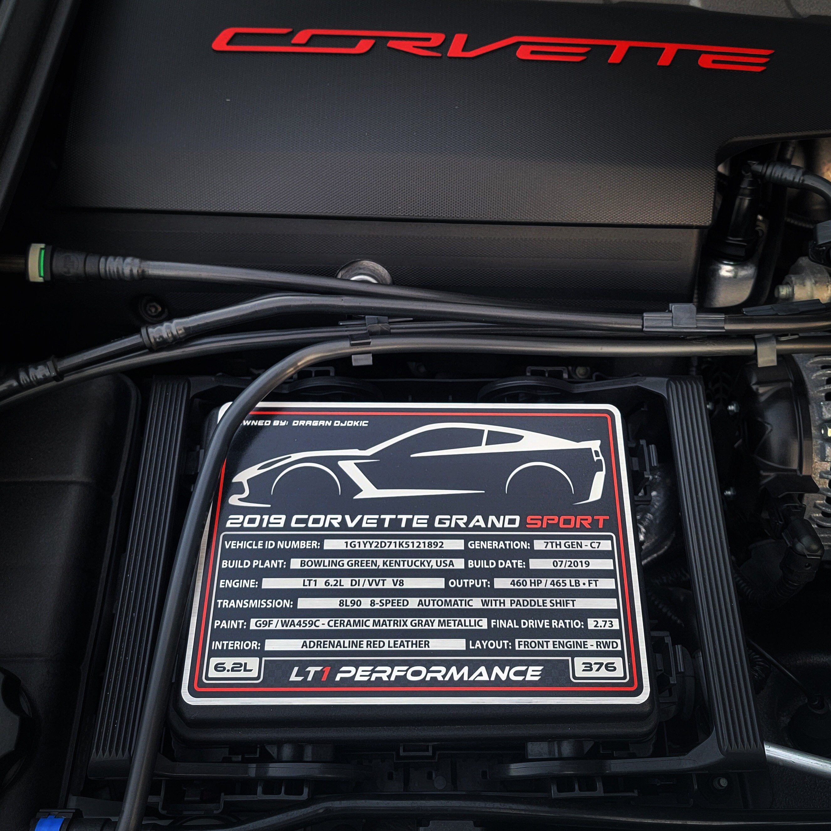 C7 Corvette Custom Aluminum Engine Bay Dress up Plaque Car Show 2014 ...