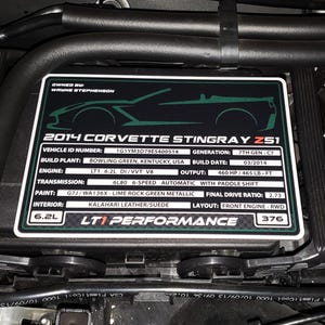 C7 Corvette Custom Aluminum Engine Bay Dress up Plaque Car Show 2014 ...