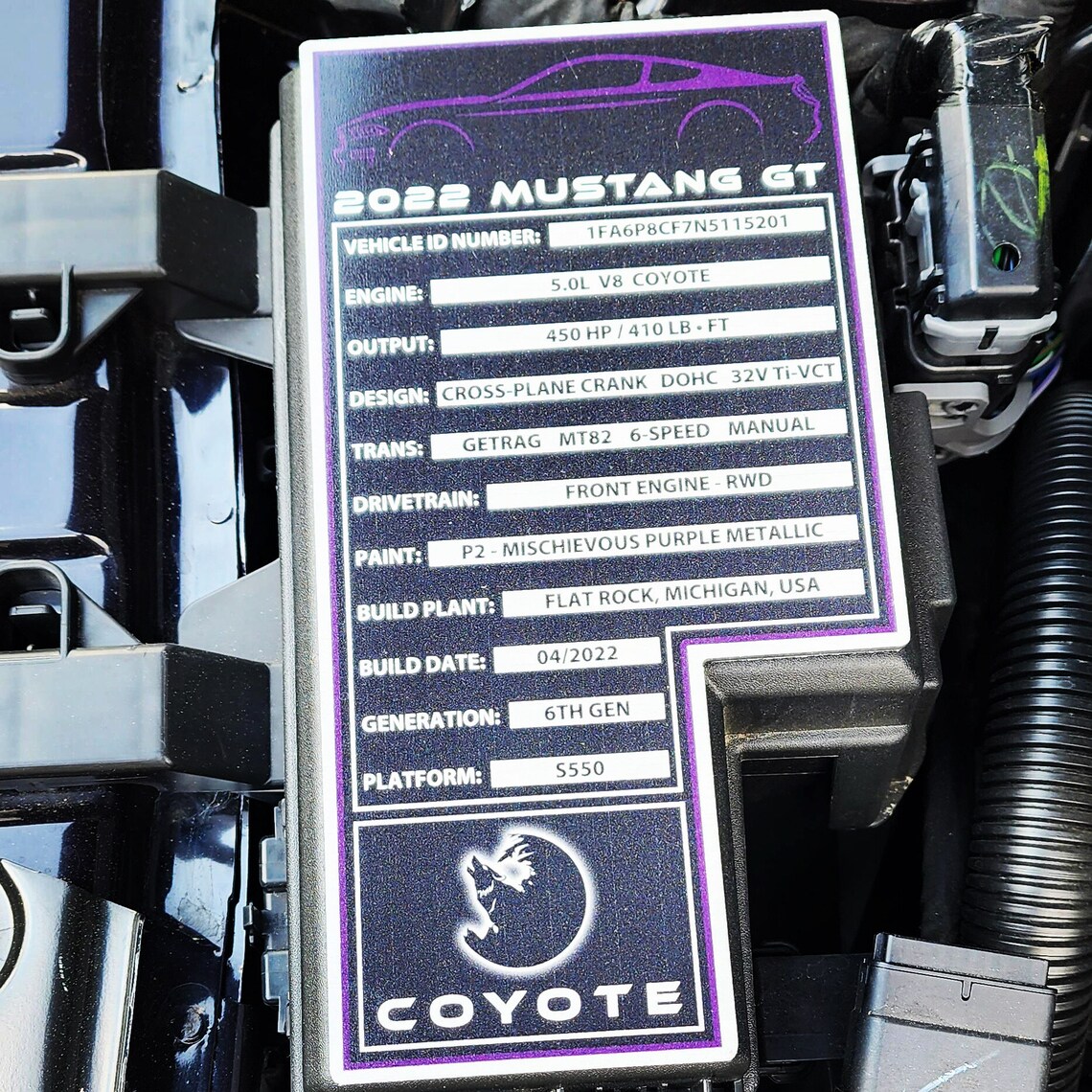 Ford Mustang S550 Custom Aluminum Engine Bay Dress up Plaque - Etsy