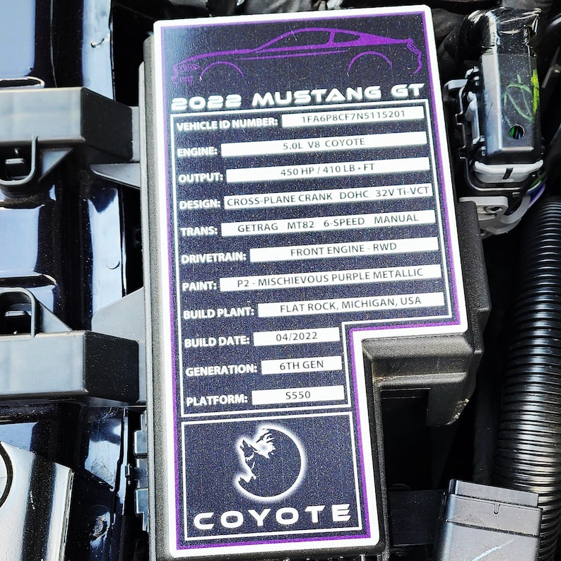 Ford Mustang S550 Custom Aluminum Engine Bay Dress up Plaque - Etsy