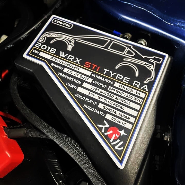 Subaru WRX STI Custom Aluminum Engine Bay Dress up Plaque Car Show 2015 ...