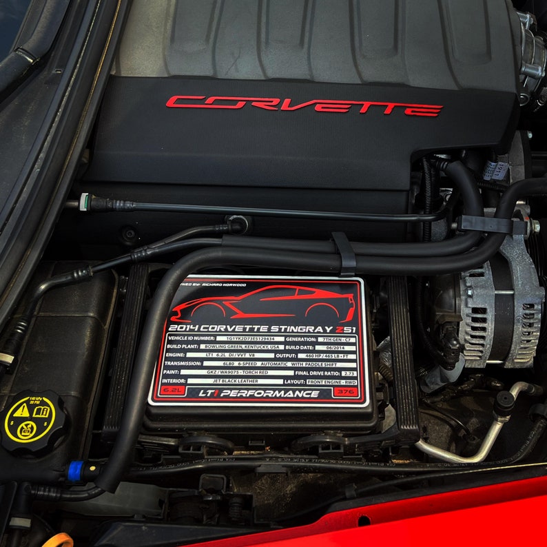 C7 Corvette Custom Aluminum Engine Bay Dress up Plaque Car Show 2014 ...
