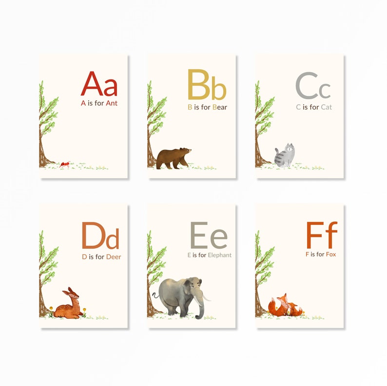 Buy Printable Alphabet Flash Cards Animal Alphabet ABC Poster ...
